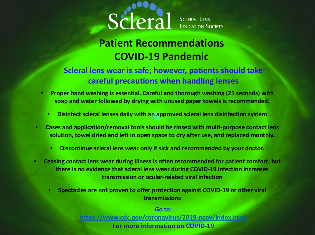 Patient Recommendations for COVID-19 – Scleral Lens Education
